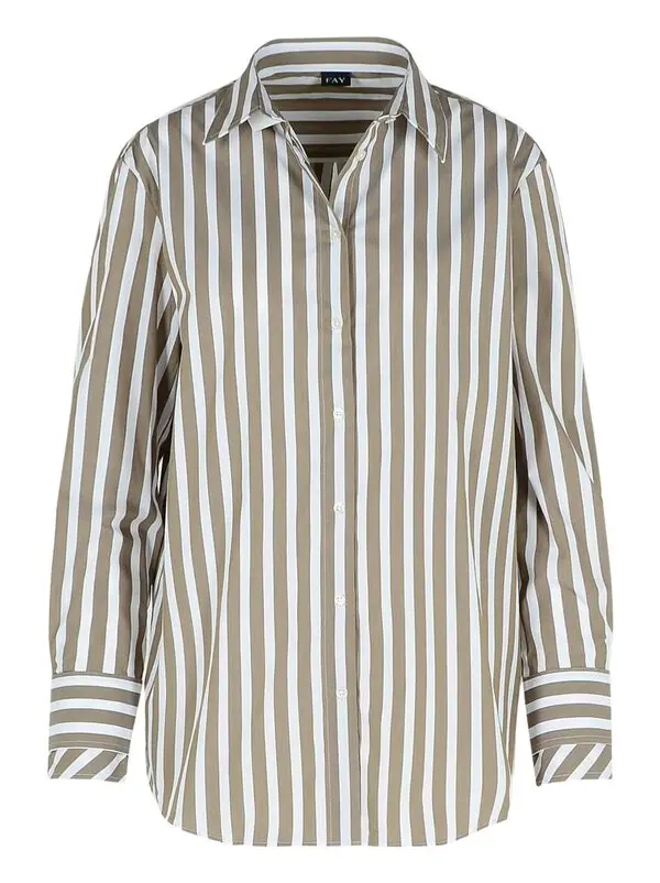 FAY Cotton-blend Striped Shirt - Green