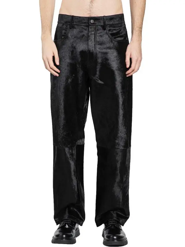 SUNFLOWER Wide Twist Cow Hide Trousers - Black