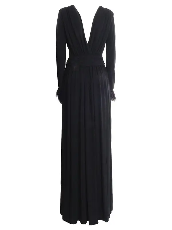 Alberta Ferretti Long Pleated Dress - Black
