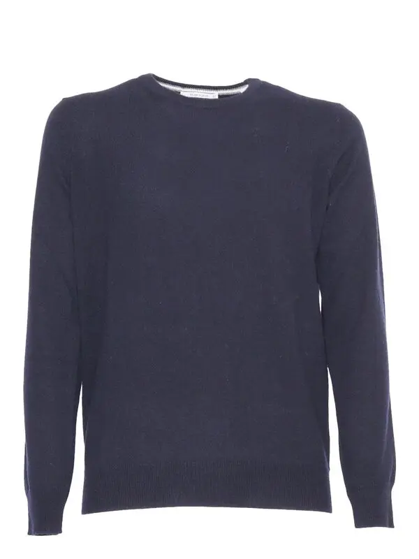 KANGRA Girocoll Plain Knit Sweater - Blue