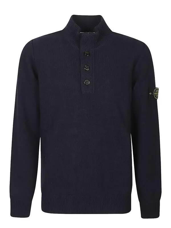 Stone Island Half Button Sweater - Blue