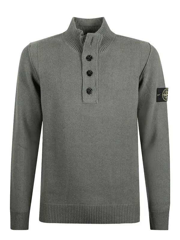 Stone Island Plain Knit Sweater - Green