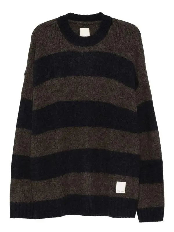 Emporio Armani Striped Crew Neck Knitwear - Brown