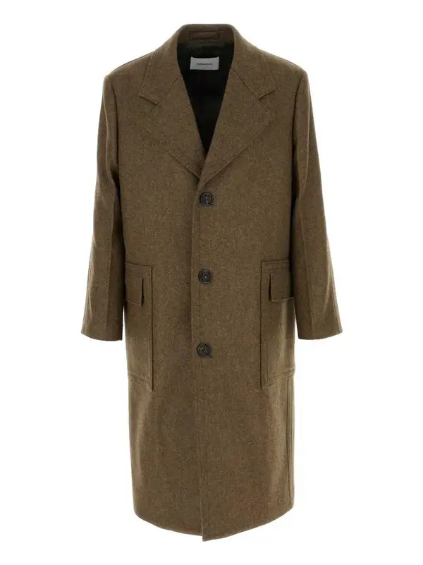 FERRAGAMO Melange Mud Wool Coat - Brown