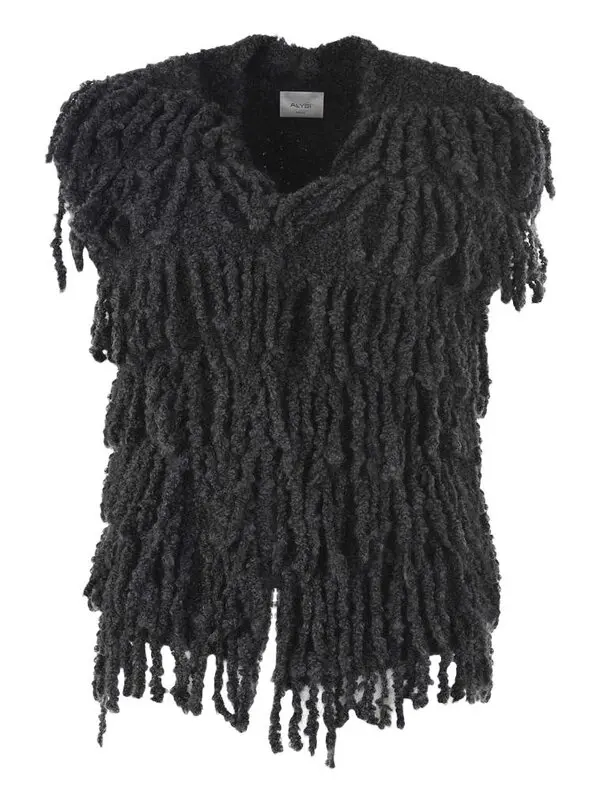 ALYSI Mohair & Wool-blend Vest With Fringe - Grey