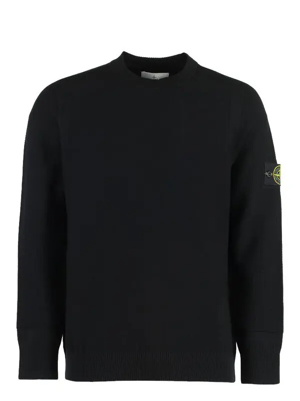 Stone Island Wool-blend Crew-neck Sweater - Black