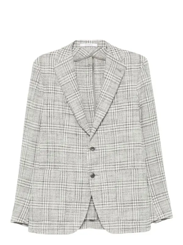 Tagliatore Checked Alpaca Wool Blend Jacket - Grey
