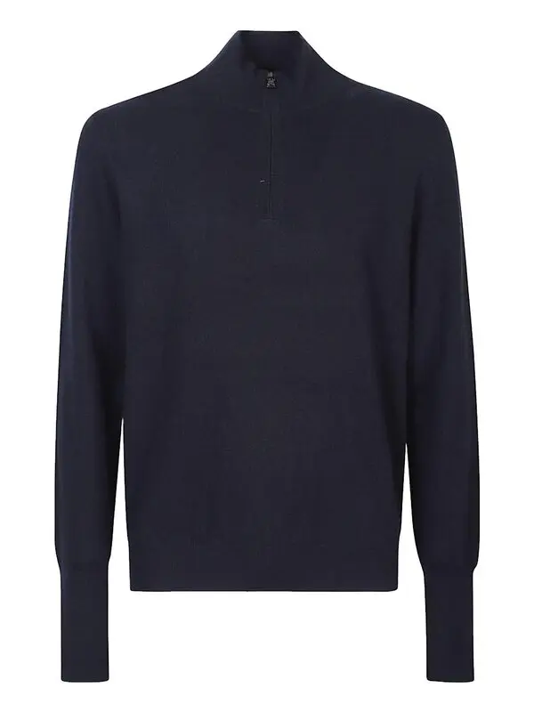 BALLANTYNE Half Zip Cashmere Sweater - Blue