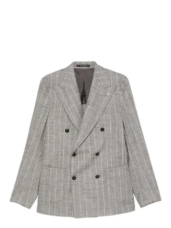 Tagliatore Striped Double-breasted Jacket - Grey