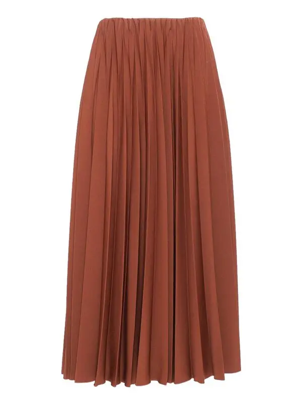 CLIPS Long Pleated Skirt - Brown