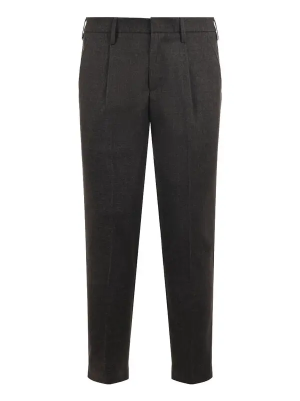 ENTRE AMIS Dark Cotton And Viscose Blend Trousers - Brown