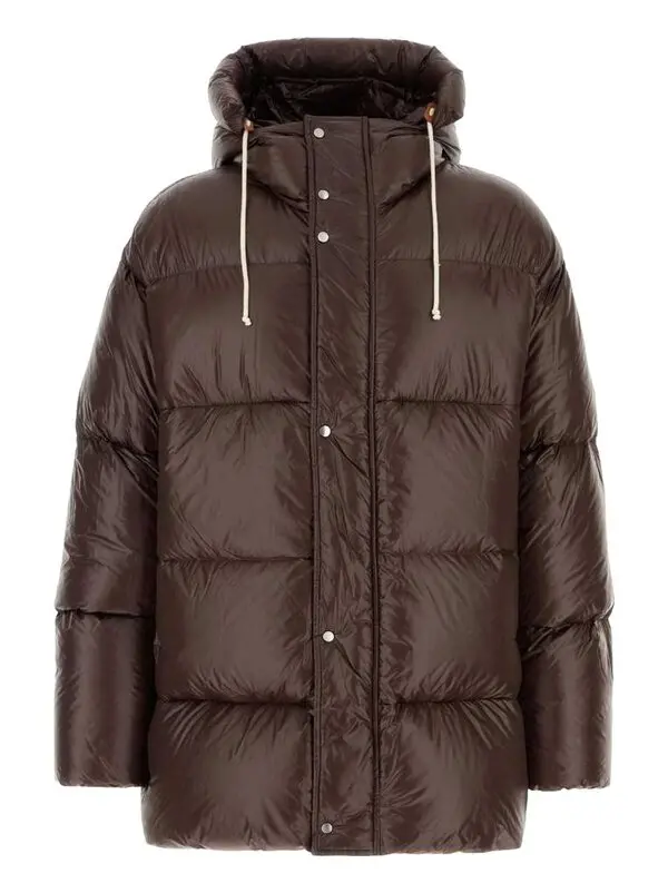 JIL SANDER Chocolate Nylon Down Jacket - Brown