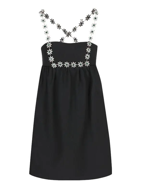 Prada Floral Strap Dress - Black