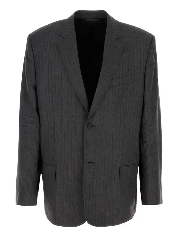 Balenciaga Embroidered Wool Blazer - Stripped