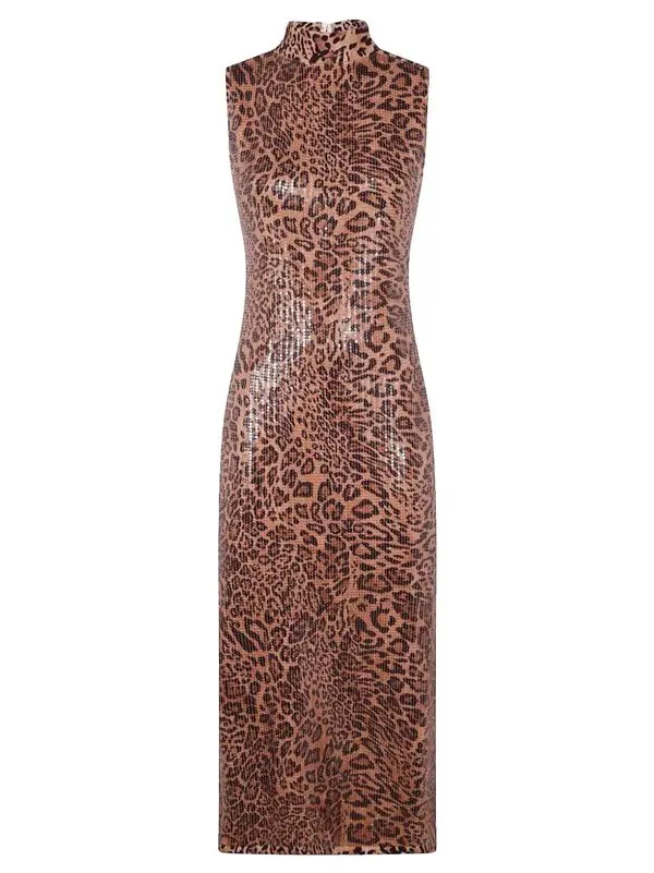 TWINSET Animal Print Midi Dress - Marrone E Beige