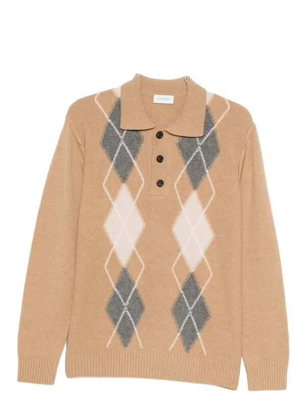 PAOLO PECORA Diamond Pattern Sweater - Beige