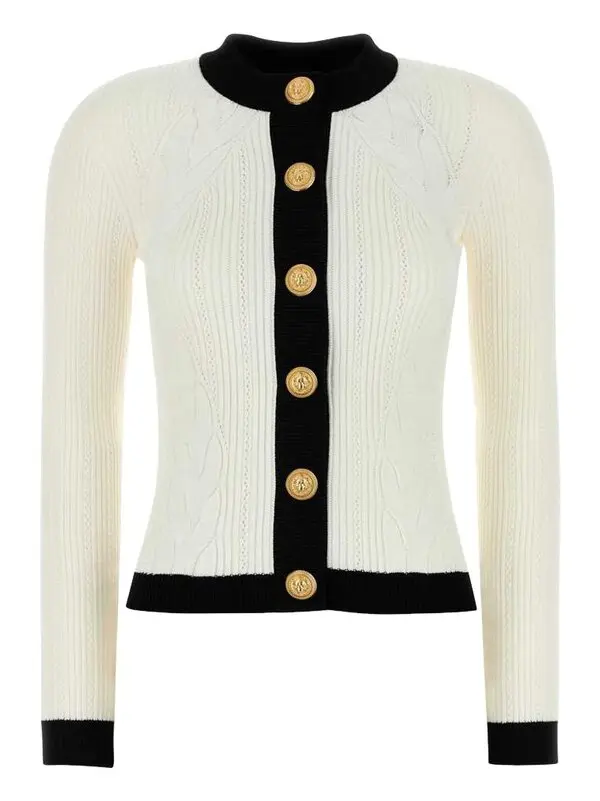 Balmain Viscose Blend Cardigan - White
