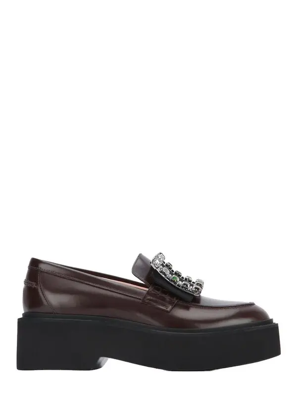 ROGER VIVIER Viv Rangers High Rhinestone Loafer - Caffe
