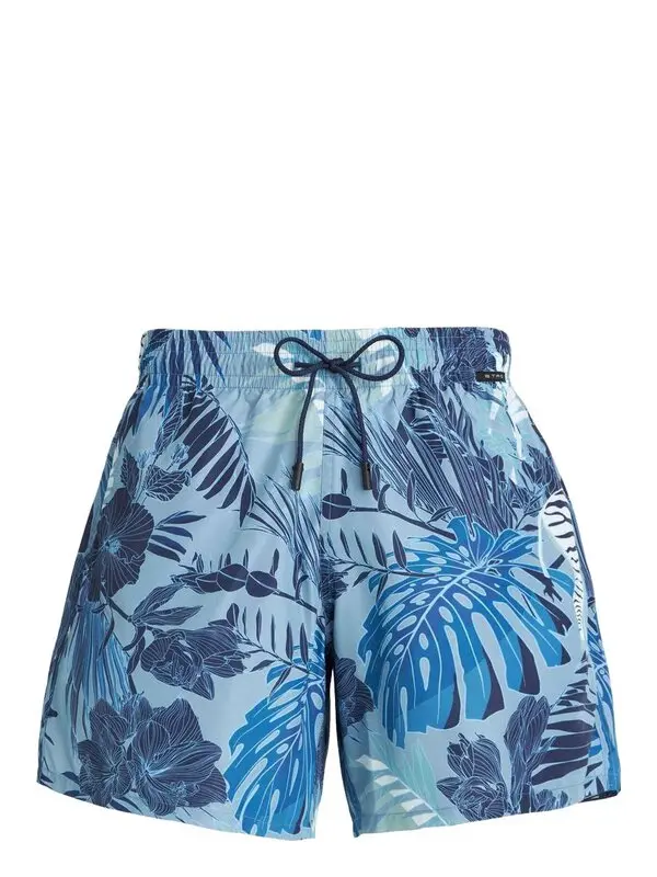 Etro Floral-print Swim Shorts - Blue