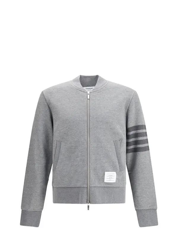 Thom Browne Cotton Zip Up Sweatshirt - Grey