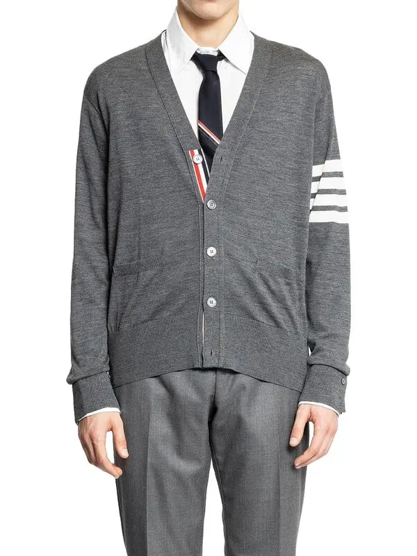 Thom Browne Fine Merino Wool V-neck Cardigan - Grey