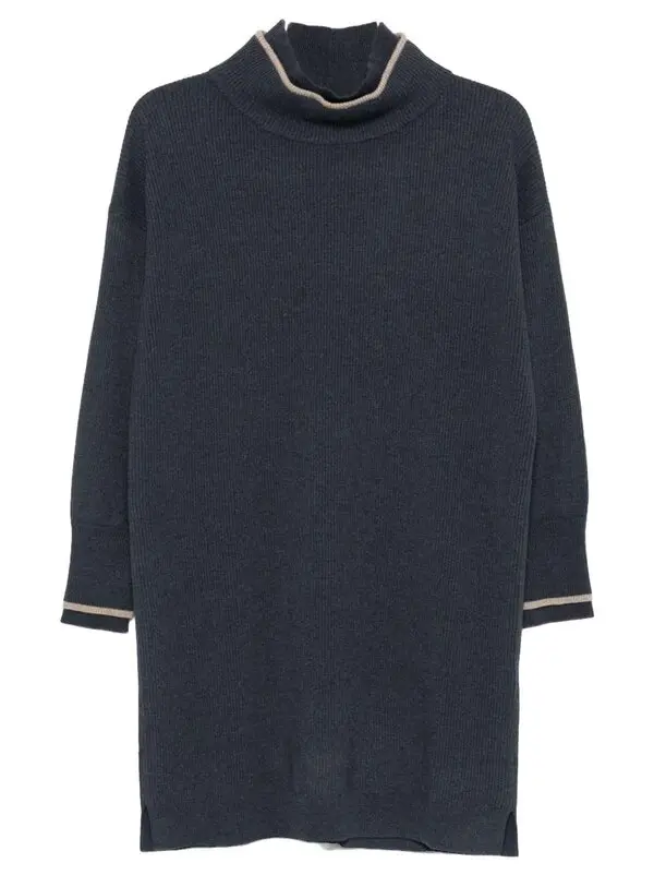 Brunello Cucinelli Ribbed Knit Dress - Blue