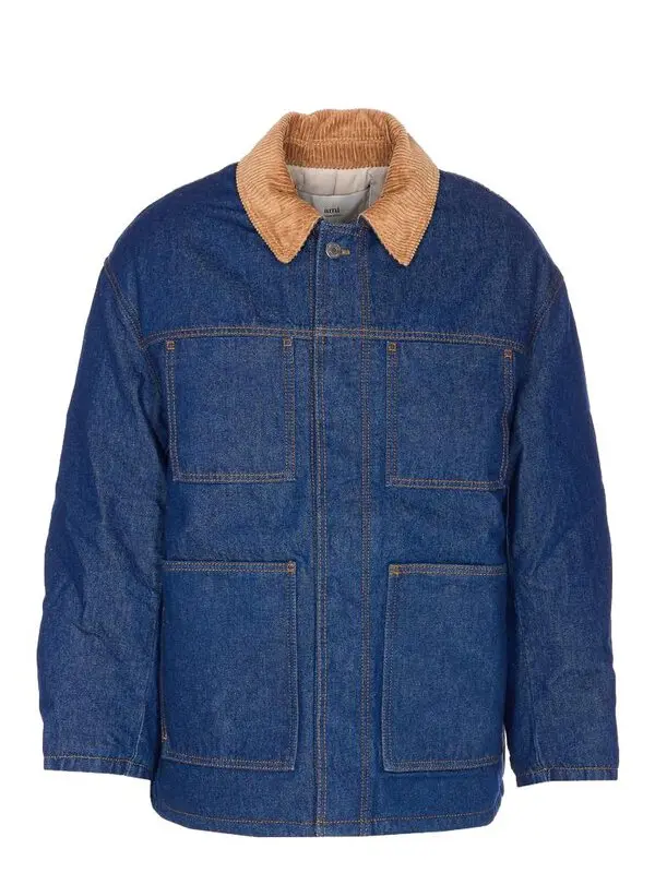 Ami Padded Denim Jacket - Blue