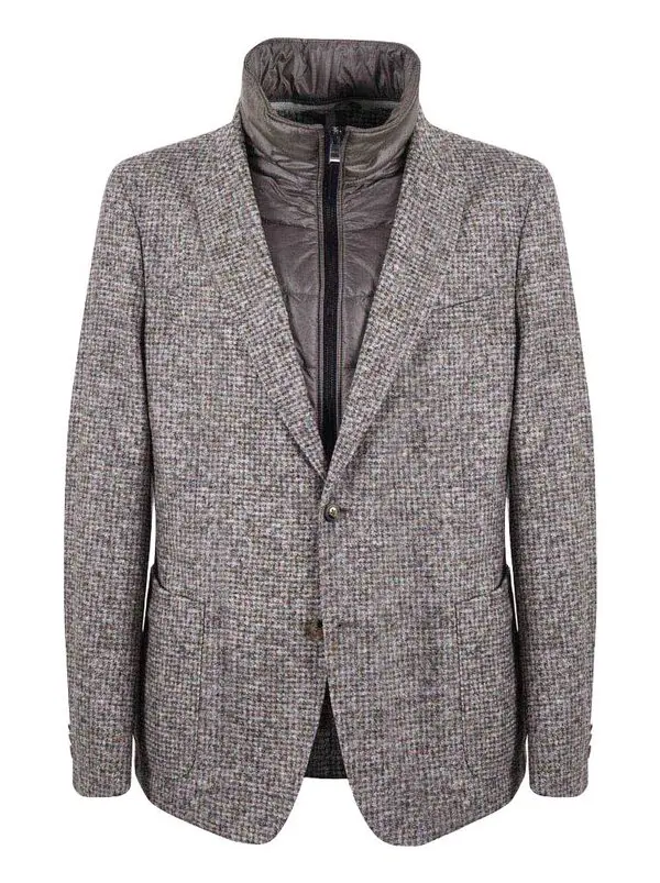 BOSS Houndstooth Wool-cotton Jacket - Beige