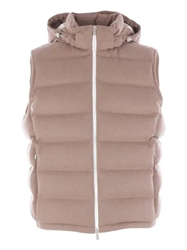 Brunello Cucinelli Sleeveless Down Jacket - Hazelnut+panama