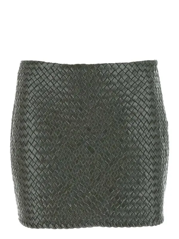 Bottega Veneta Mini Leather Skirt - Green