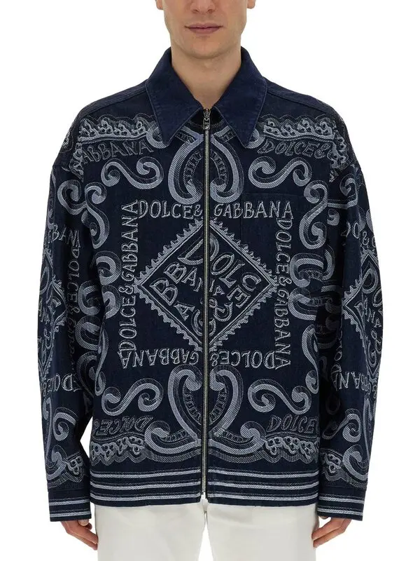 Dolce & Gabbana Printed Cotton Cardigan - Blue