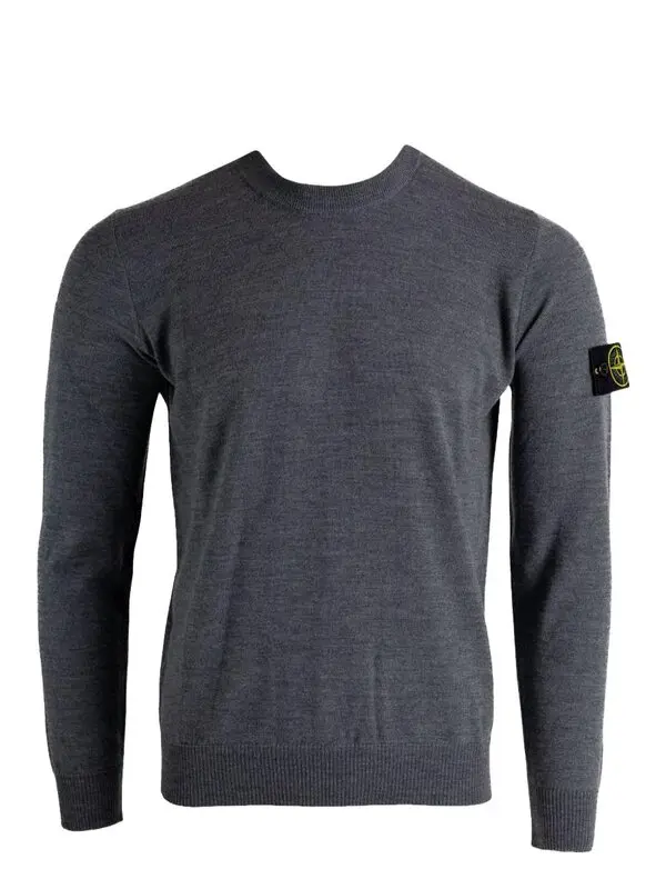 Stone Island Crewneck Sweater With Logo - Grey