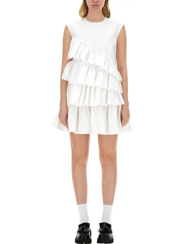 MSGM Ruffled Dress - White
