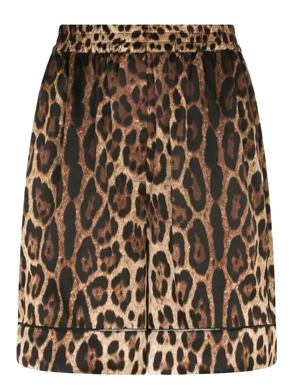 Dolce & Gabbana Printed Silk Shorts - Brown