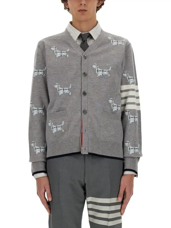 Thom Browne Wool Cardigan - Grey