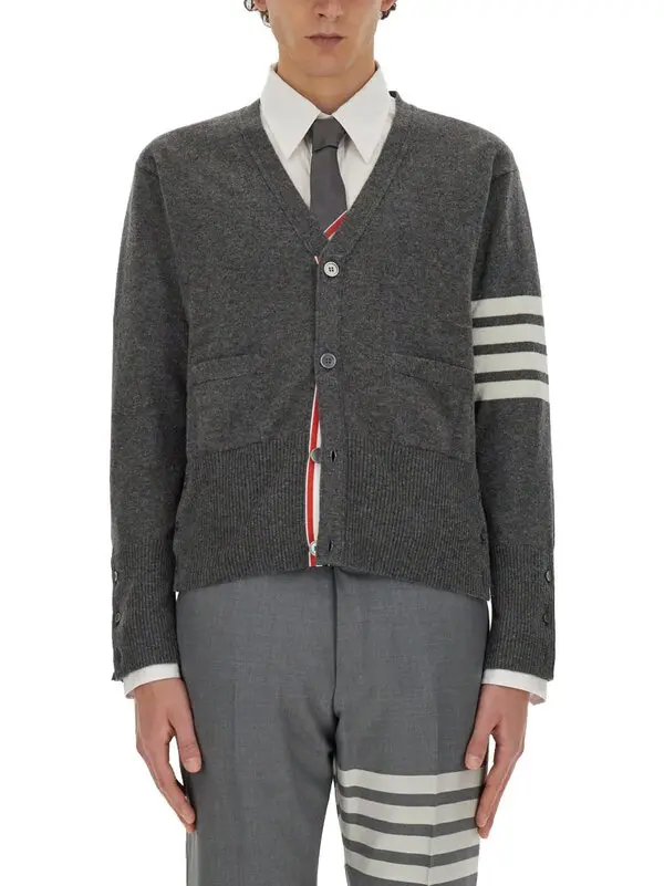 Thom Browne V-neck Cashmere Cardigan - Grey