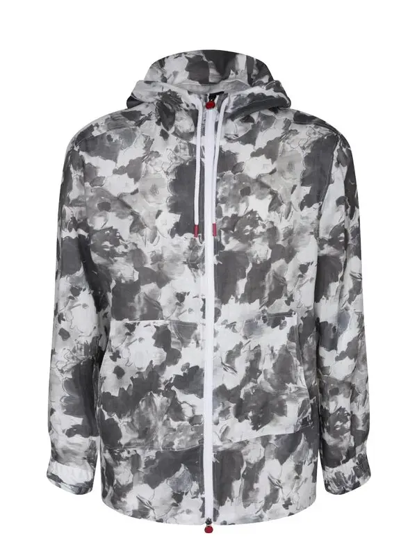 Kiton Hooded Camouflage Print Linen Sweatshirt - White