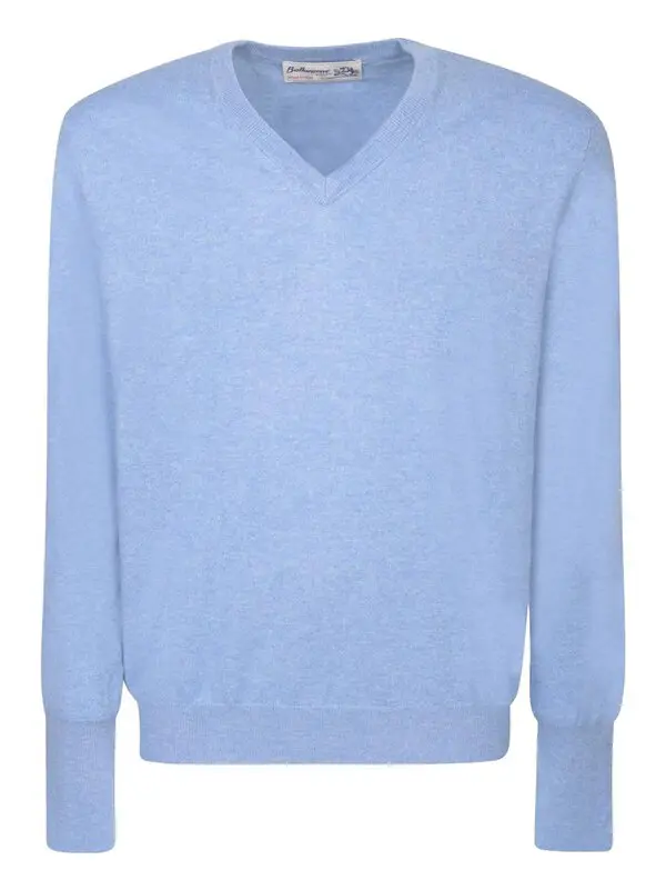 BALLANTYNE Cashmere V-neck Jumper - Blue