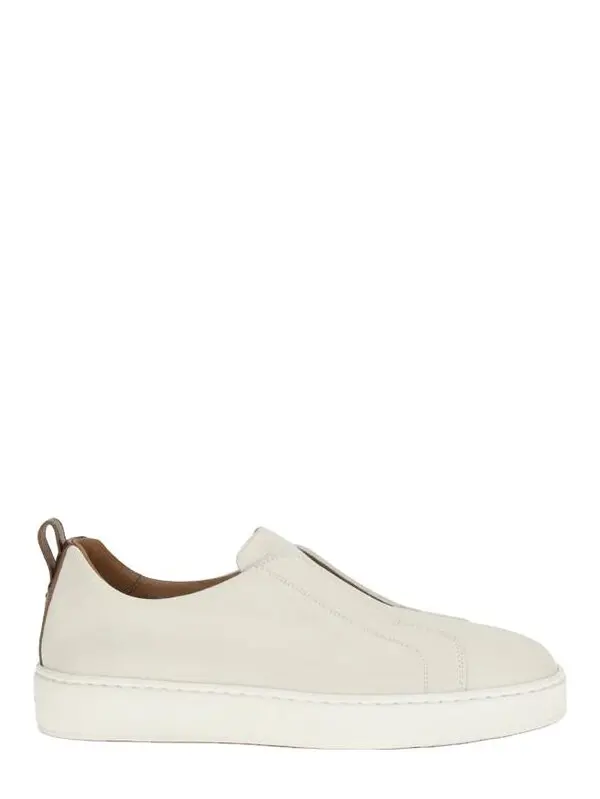 Santoni Leather Slip-on Sneakers - White