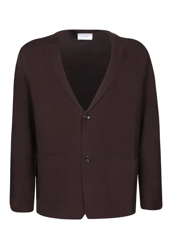 LARDINI Two-button Wool Silk Blend Cardigan - Brown