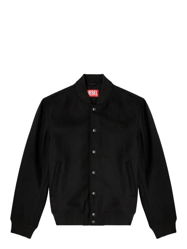 Diesel Bomber Jacket With Embroidered Logo - Black