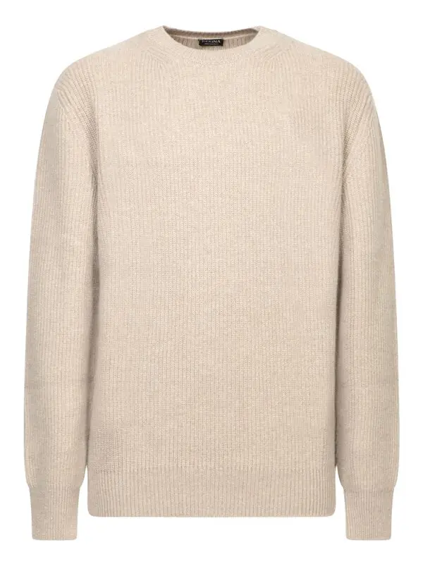 Zegna Cashmere Crew Neck Sweater - Beige