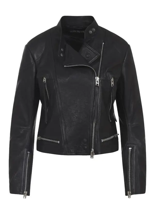 TOM FORD Lamb Leather Biker Jacket - Black