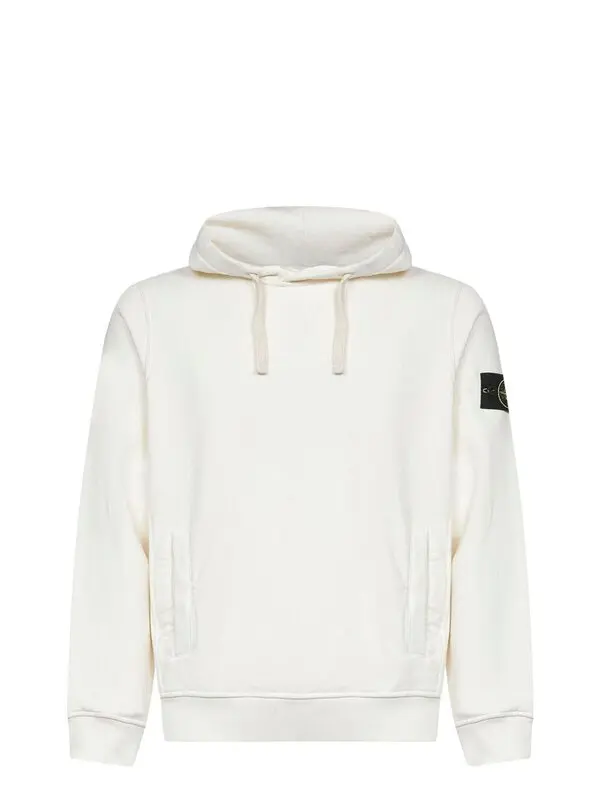 Stone Island Logo Cotton Hoodie - Beige