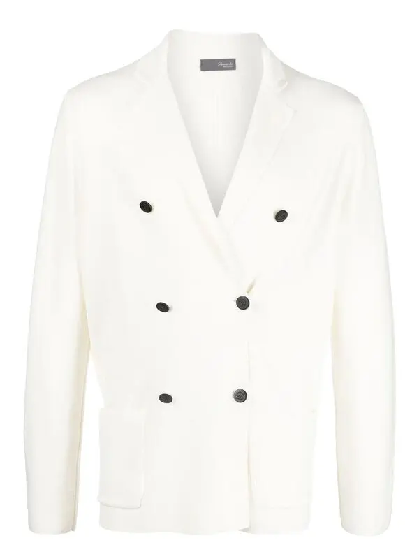DRUMOHR Double-breasted Merino Wool Blazer - White