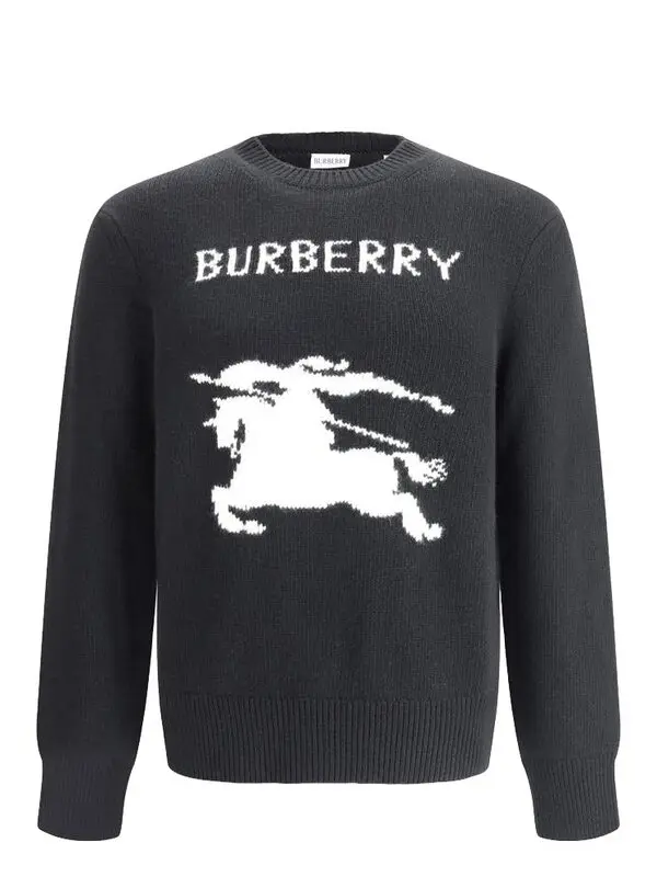Burberry Equestrian Knight Logo Wool And Cashmere Sweater - Black