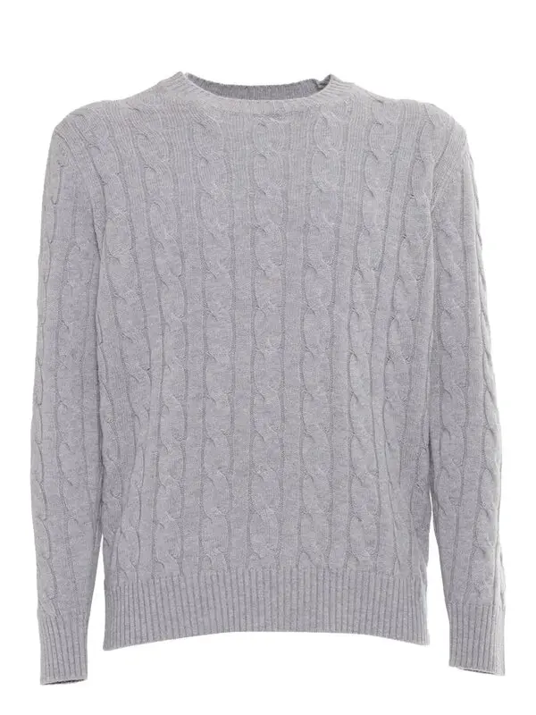 KANGRA Girocoll Ribbed Crewneck Sweater - Gray
