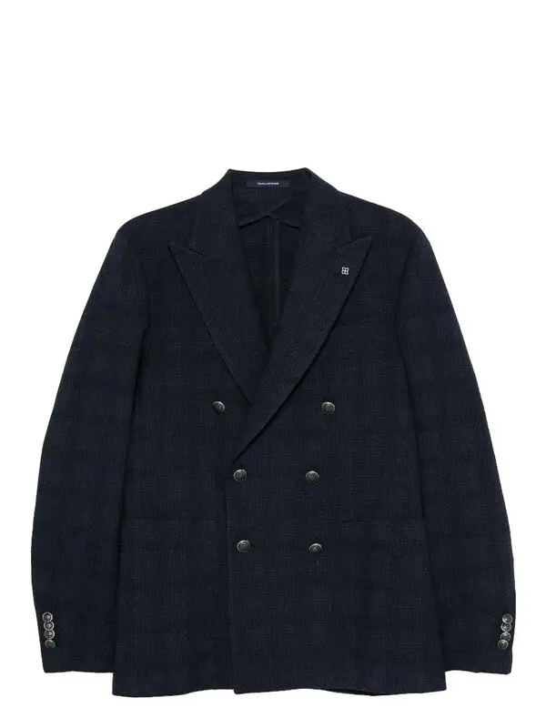 Tagliatore Textured Virgin Wool Blend Jacket - Blue