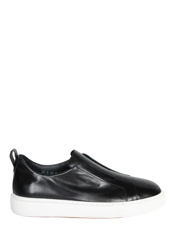Santoni Victory Leather Slip-on Sneakers - Black