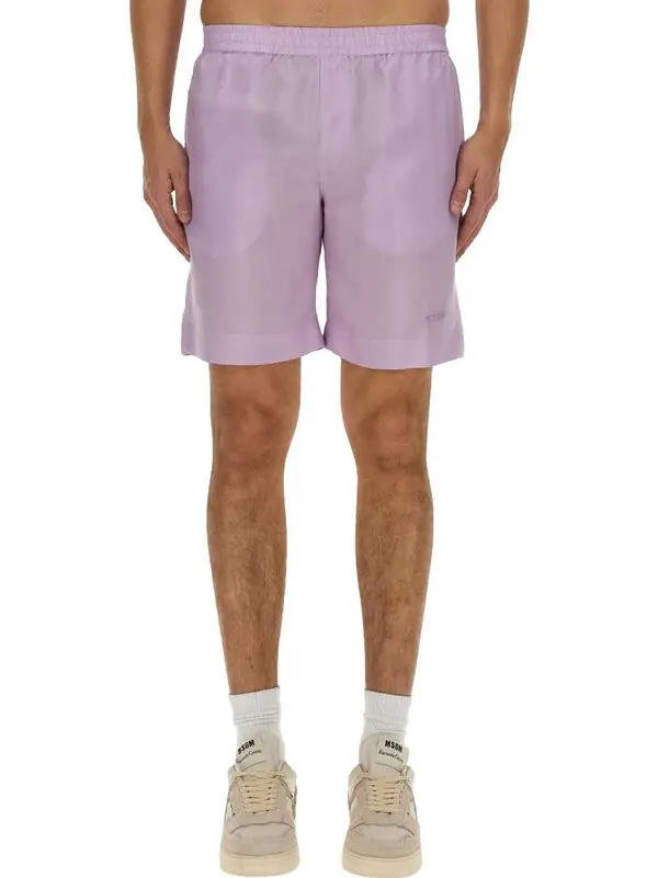 MSGM Short With Logo - Purple